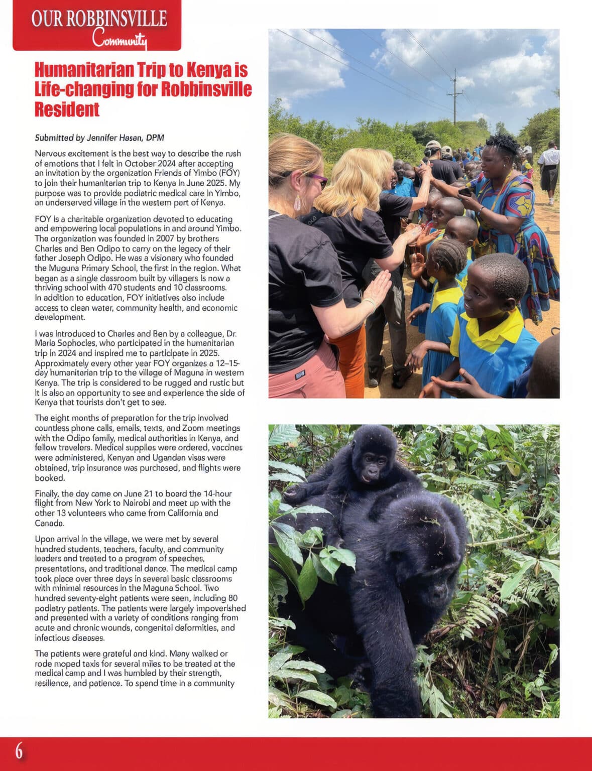 Dr. Jennifer Hasan's Humanitarian Trip to Kenya - Princeton Orthopaedic ...